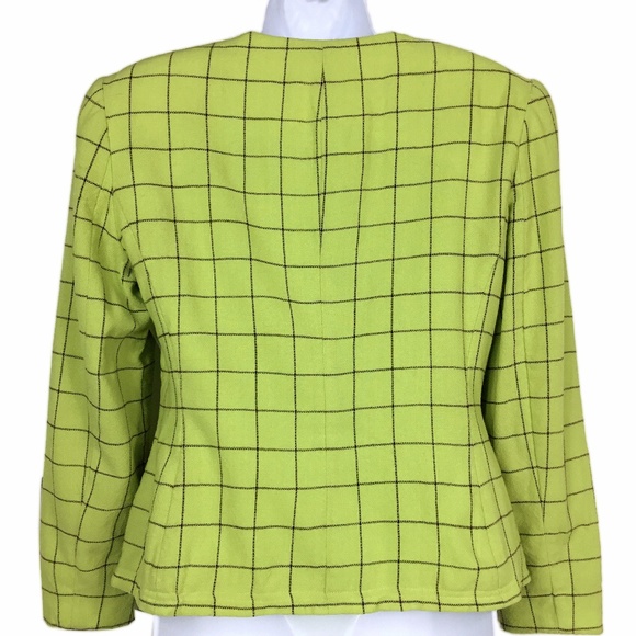 Vintage | Jackets & Coats | Vintage Neon Chartreuse Windowpane Plaid ...